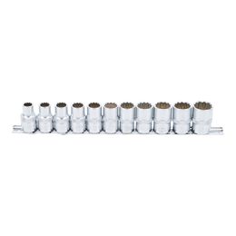 BGS-technic BGS Steckschl&uuml;ssel-Einsatz-Satz, Zw&ouml;lfkant Antrieb Innenvierkant 12,5 mm (1/2 Zoll) SW 10 - 21 mm 11 teilig ; BGS technic (9107)