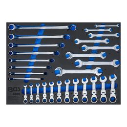 BGS-technic BGS Einlage 3/3: Doppel-Maulschl&uuml;ssel & Ringschl&uuml;ssel, Ratschenring-Maulschl&uuml;ssel abwinkelbar 28-tlg. ; BGS technic (4008)