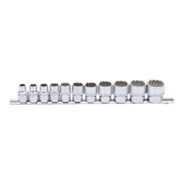 BGS-technic BGS Steckschl&uuml;ssel-Einsatz-Satz, Zw&ouml;lfkant Antrieb Innenvierkant 10 mm (3/8 Zoll) Zollgr&ouml;&szlig;en 11 teilig ; BGS technic (9112)