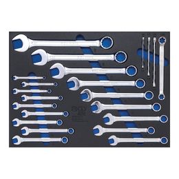 BGS-technic BGS Werkstattwageneinlage 3/3: Maul-Ringschl&uuml;ssel und E-Profil-Schl&uuml;ssel 22 teilig ; BGS technic (4012)