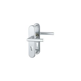 Hoppe Ams.1400/3331/3310 Alu.F1 Schutzgarnitur 72mm 42-47mm aus Aluminium naturfarben eloxiert mit Drücker/Rosette/Schild/Schließzylinder für Haustüren, 3663301)