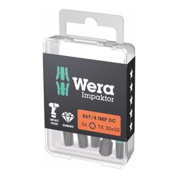 Wera Impaktor Bit für Torx, 1/4 Zoll E 6,3 Set, Torx-Profil: TX30 (05057666001)