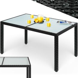 Casaria Polyrattan Gartentisch Schwarz 150x90x75cm Glas