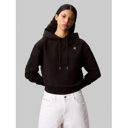 Kapuzensweatshirt Calvin Klein Jeans "LS ARCHIVE TERRY PO HOOD", Damen, Gr. M (40), schwarz, Sweatware, Obermaterial: 86% Baumwolle, 14% Polyester, unifarben, Feminin, klassisch, Rundhals, Sweatshirts, Mit Rundhalsausschnitt