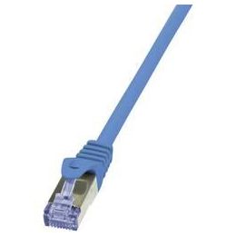 LogiLink CQ3016S RJ45 Netzwerkkabel, Patchkabel CAT 6a S/FTP 0.25 m Blau Flammwidrig, mit Rastnasenschutz 1 St.