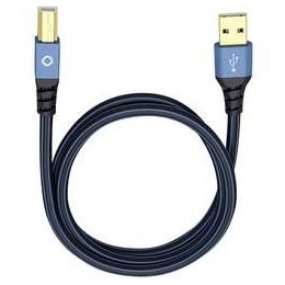 Oehlbach USB-Kabel USB 2.0 USB-A Stecker, USB-B Stecker 7.50 m Blau vergoldete Steckkontakte 9345