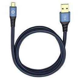 Oehlbach USB-Kabel USB 2.0 USB-A Stecker, USB-Micro-B Stecker 0.50 m Blau vergoldete Steckkontakte 9330