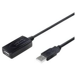 LogiLink USB-Kabel USB 2.0 USB-A Stecker, USB-A Buchse 10.00 m Schwarz UA0143