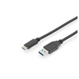 Digitus USB-Kabel USB 3.2 Gen1 USB-C&reg; Stecker, USB-A Stecker 1.00 m Schwarz doppelt geschirmt AK-300146-010-S