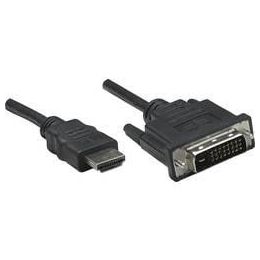 Manhattan HDMI / DVI Adapterkabel HDMI-A Stecker, DVI-D 24+1pol. Stecker 1.00 m Schwarz 322782 HDMI-Kabel