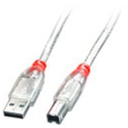 LINDY USB-Kabel USB 2.0 USB-A Stecker, USB-B Stecker 3.00 m Transparent 41754