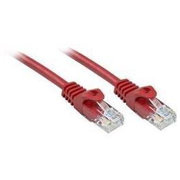 LINDY 48180 RJ45 Netzwerkkabel, Patchkabel CAT 6 U/UTP 0.30 m Rot mit Rastnasenschutz 1 St.