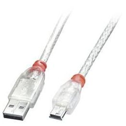 LINDY USB-Kabel USB 2.0 USB-A Stecker, USB-Mini-B Stecker 1.00 m Transparent 41782