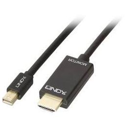 LINDY Mini-DisplayPort / HDMI Adapterkabel Mini DisplayPort Stecker, HDMI-A Stecker 2.00 m Schwarz 36927 DisplayPort-Kabel