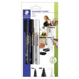 Staedtler Permanentmarker Lumocolor Schwarz, Wei&szlig; 3 St.