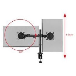 One For All Monitor-Tischhalterung Smart Dual black 2 Display(s) 33 cm (13) - 81,3 cm (32) Schwarz H&ouml;henverstellbar, Schwenkbar, Neigbar, Rotierbar