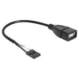 Delock USB-Kabel USB 2.0 Pfostenstecker 4pol., USB-A Buchse 0.20 m Schwarz UL-zertifiziert 83291
