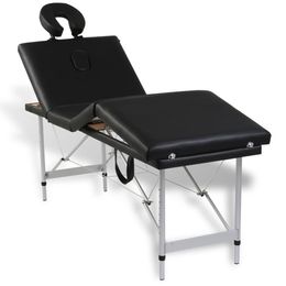 vidaXL Massageliege Klappbar 4-Zonen mit Aluminiumgestell Schwarz