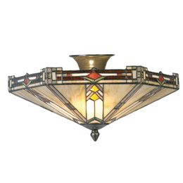 Clayre & Eef Deckenlampe Tiffany Ø 40x23 cm Beige Braun Metall