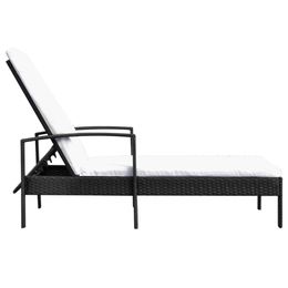 vidaXL Sonnenliege mit Auflage Poly Rattan Schwarz