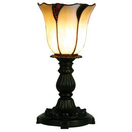 Clayre & Eef Tiffany Tischlampe Ø 16x32 cm Beige Braun Glas