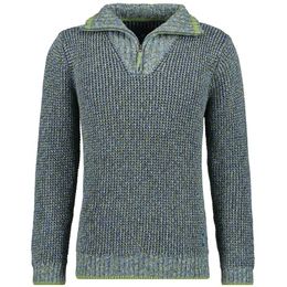 Ragman Rundhalspullover Blau-Grün-731 58 58 Troyer-Kragen mit Zip