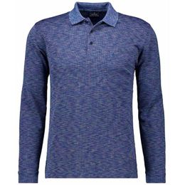 Ragman Poloshirt Blau-Melange-707 M M Softknitpolo mit 3-Knopfleiste