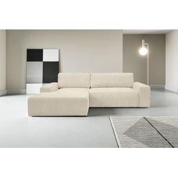 Ecksofa WERK2, B:267cm H:85cm T:165cm, beige, 90% Polyester, 10% Nylon, Wohnzimmer, Sofas, "Rotterdam-L, kuschelweicher Cord oder Breitcord, L-Form,