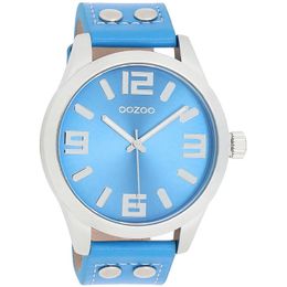 Oozoo Damen Quarzuhr, blau, Armbanduhren, Armbanduhr, Damenuhr, Herrenuhr, Lederarmband, Ø 46mm