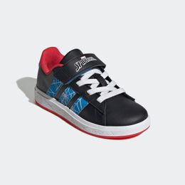 Klettschuh adidas Sportswear "ADIDAS MARVEL SPIDER-MAN GRAND COURT E FÜR KINDER", Gr. 34, core schwarz, bright blau, pure ruby, Synthetik, Schuhe
