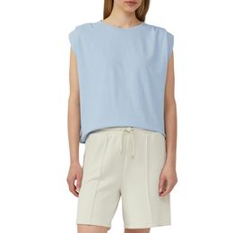 s.Oliver Damen T-Shirt, blau, Gr. 44, unifarben, Obermaterial: 50% Polyester, 38% Baumwolle, 12% Viskose, Shirts, mit Falten Details