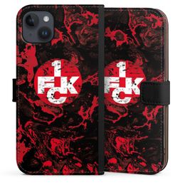 DeinDesign iPhone 14 Plus Handy Klapph&uuml;lle Handyh&uuml;lle aus Kunst Leder schwarz Flip Case 1. Fc Kaiserslautern 1. Fck Logo Sideflip mit langer Lasche
