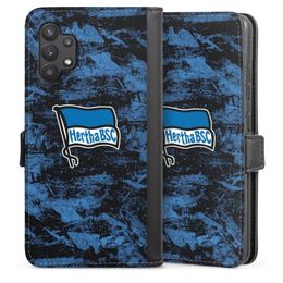 DeinDesign Galaxy A32 4G Handy Klapph&uuml;lle Handyh&uuml;lle aus Kunst Leder schwarz Flip Case Flag Hertha Bsc Logo Sideflip mit Lasche