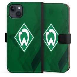 DeinDesign iPhone 14 Plus Handy Klapph&uuml;lle Handyh&uuml;lle aus Kunst Leder schwarz Flip Case Sv Werder Bremen Official Licensed Product Coat Of Arms Sideflip mit 
