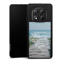 DeinDesign Xiaomi Redmi Note 14 Pro 5G Handy Premium Silikon H&uuml;lle Handyh&uuml;lle schwarz Case Statement Beach Spruch Silikon Premium Case