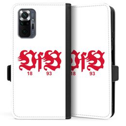 DeinDesign Xiaomi Redmi Note 10 Pro Handy Klapph&uuml;lle Handyh&uuml;lle aus Kunst Leder schwarz Flip Case Official Licensed Product Vfb Stuttgart Lettering Sideflip mit 