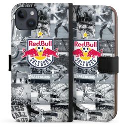 DeinDesign iPhone 14 Plus Handy Klapph&uuml;lle Handyh&uuml;lle aus Kunst Leder schwarz Flip Case Salzburg Red Bull Fc Red Bull Salzburg Sideflip mit langer Lasche