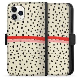 DeinDesign iPhone 11 Pro Handy Klapph&uuml;lle Handyh&uuml;lle aus Kunst Leder schwarz Flip Case Stripes Points Kunst Sideflip mit Lasche