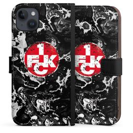 DeinDesign iPhone 14 Plus Handy Klapph&uuml;lle Handyh&uuml;lle aus Kunst Leder schwarz Flip Case Coat Of Arms 1. Fc Kaiserslautern Muster Sideflip mit langer Lasche