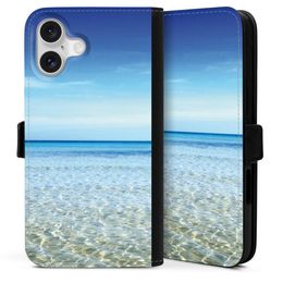 DeinDesign iPhone 16 Plus Handy Klapph&uuml;lle Handyh&uuml;lle aus Kunst Leder schwarz Flip Case Urlaub Sky Ocean Sideflip mit Lasche