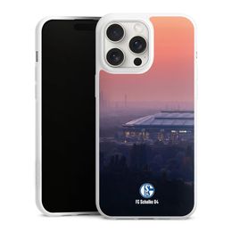 DeinDesign iPhone 15 Pro Max Handy Silikon H&uuml;lle Case wei&szlig; Handyh&uuml;lle Fc Schalke 04 Official Licensed Product Stadium Silikon Case