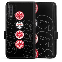 DeinDesign Galaxy A50 Handy Klapph&uuml;lle Handyh&uuml;lle aus Kunst Leder schwarz Flip Case Eagle Logo Eintracht Frankfurt Sideflip mit Lasche