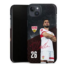 DeinDesign iPhone 14 Plus Handy Premium Case Smartphone Handyh&uuml;lle Schutzh&uuml;lle gl&auml;nzend Official Licensed Product Deniz Undav Vfb Stuttgart Premium Case