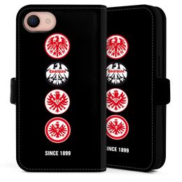 DeinDesign iPhone 16e Handy Klapph&uuml;lle Handyh&uuml;lle aus Kunst Leder schwarz Flip Case Eintracht Frankfurt Soccer Sge Sideflip mit Lasche