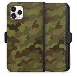 DeinDesign iPhone 11 Pro Handy Klapph&uuml;lle Handyh&uuml;lle aus Kunst Leder schwarz Flip Case Camouflage Tarnmuster Army Sideflip mit Lasche
