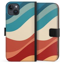 DeinDesign iPhone 14 Plus Handy Klapph&uuml;lle Handyh&uuml;lle aus Kunst Leder schwarz Flip Case Ombre Wave Colour Sideflip mit langer Lasche