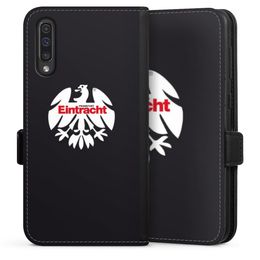 DeinDesign Galaxy A50 Handy Klapph&uuml;lle Handyh&uuml;lle aus Kunst Leder schwarz Flip Case Eagle Retro Logo Sideflip mit Lasche