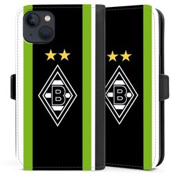 DeinDesign iPhone 13 Handy Klapph&uuml;lle Handyh&uuml;lle aus Kunst Leder schwarz Flip Case Logo Gladbach Borussia M&ouml;nchengladbach Sideflip mit Lasche