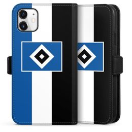 DeinDesign iPhone 11 Handy Klapph&uuml;lle Handyh&uuml;lle aus Kunst Leder schwarz Flip Case Stripes Hamburger Sv Hsv Sideflip mit Lasche