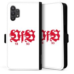 DeinDesign Galaxy A32 5G Handy Klapph&uuml;lle Handyh&uuml;lle aus Kunst Leder schwarz Flip Case Vfb Stuttgart Lettering Official Licensed Product Sideflip mit langer 